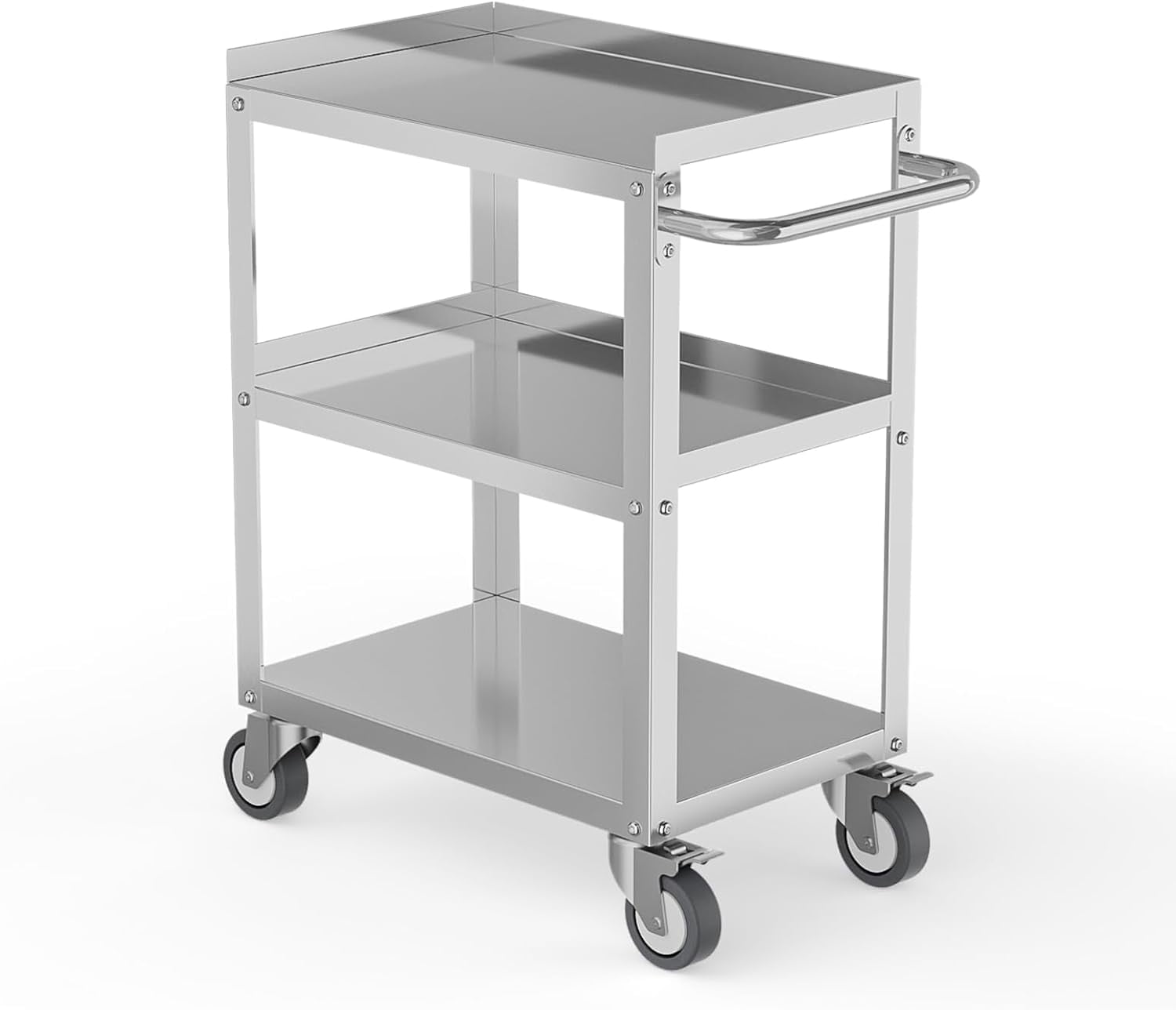 ROVSUN 3 Shelf Stainless Steel Utility Cart, Commercial Rolling Cart ...
