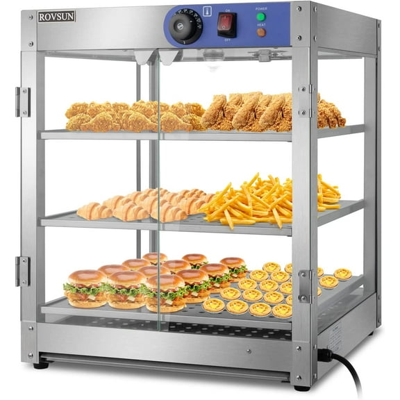 KFFKFF 3-Tier Commercial Food Warmer Display, 1400W Food Display Case ...