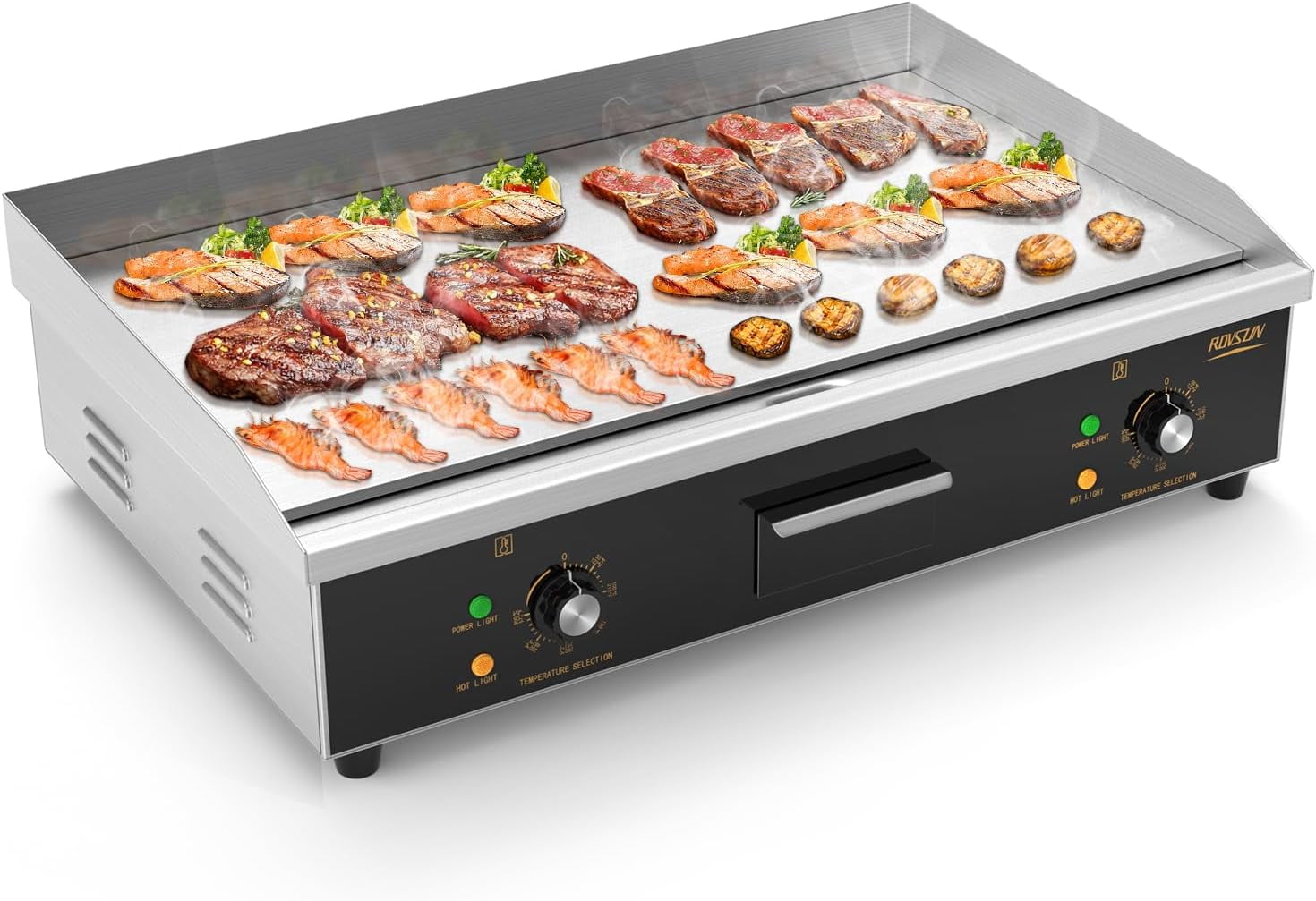 ROVSUN 30" Electric Countertop Flat Top Griddle, 3000W Electric Griddle ...