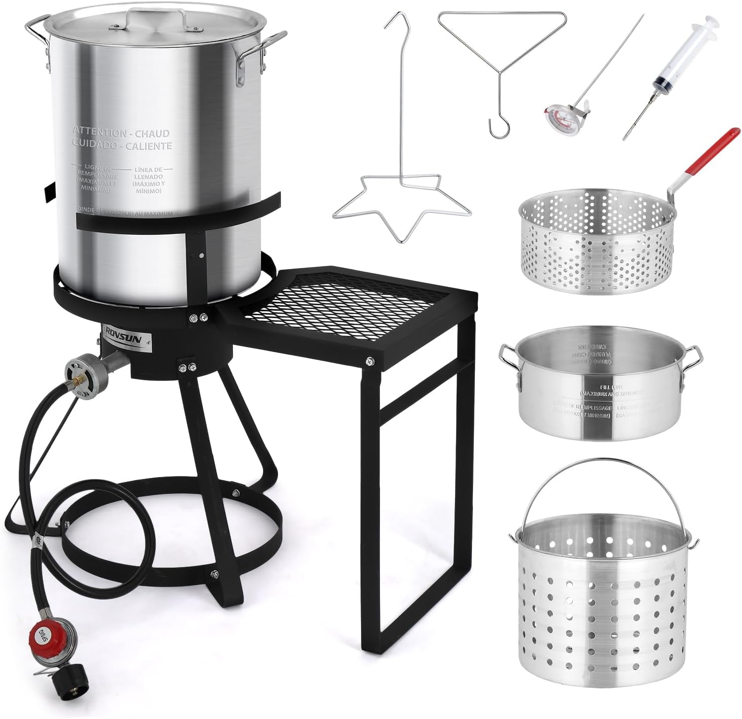 ROVSUN 30QT Turkey Fryer & 10QT Fish Fryer Kit, 55000BTU Propane Stove ...