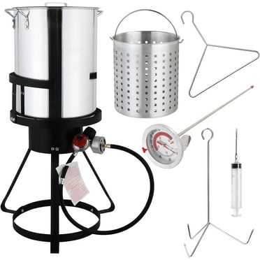 Loco Cookers Outdoor Double Burner Propane Fry Cart with Deep Fryer and ...