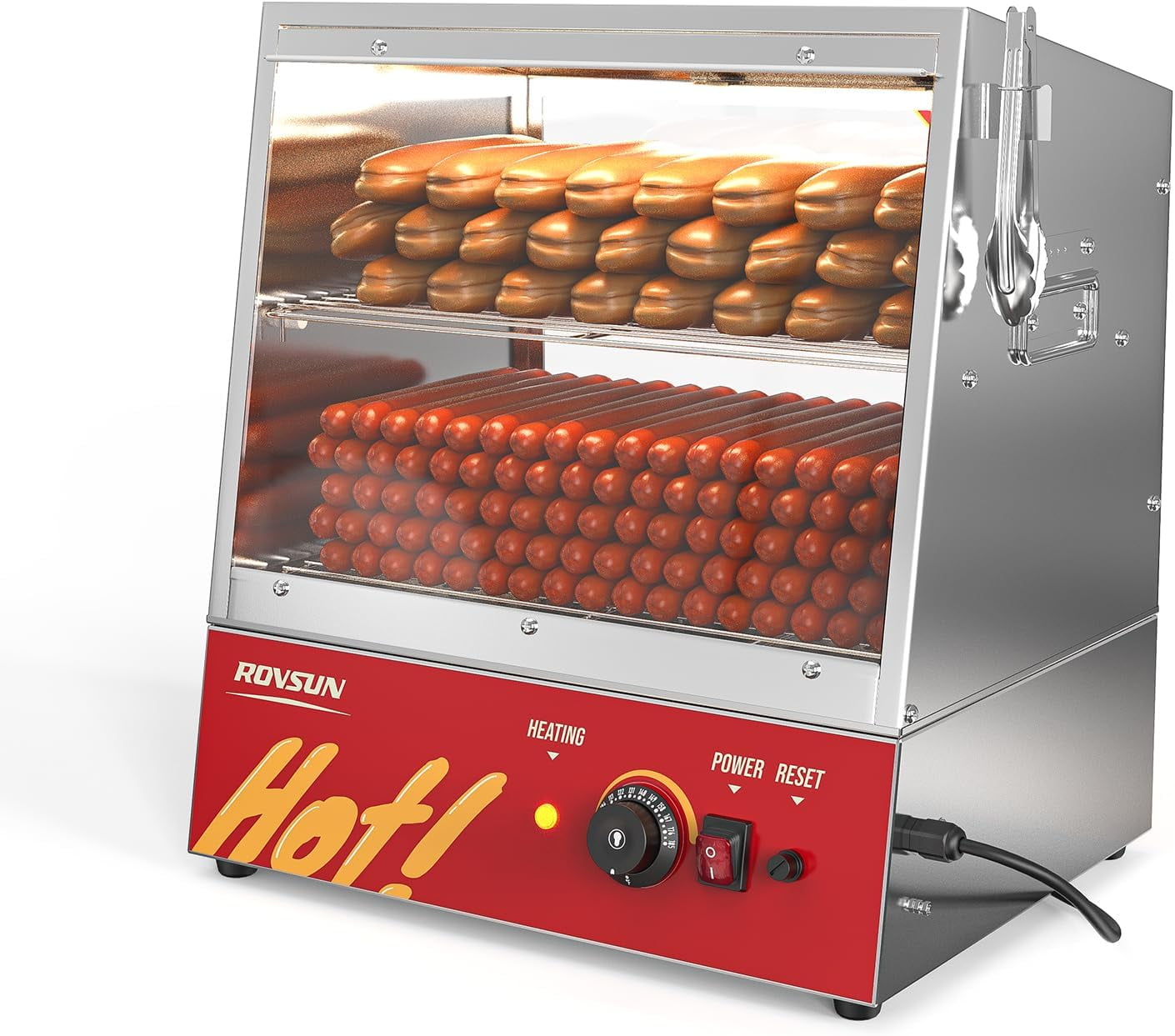 ROVSUN 32QT/30L Hot Dog Steamer, 2-Tier Hut Steamer Hot Dog Steamer ...