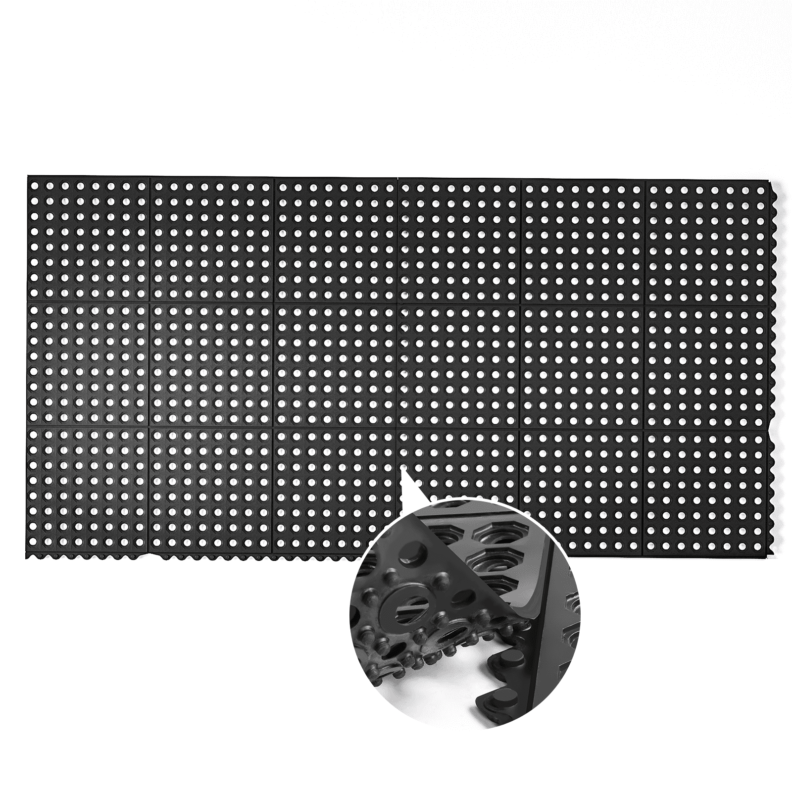 RovSun 36x36 in. Interlocking Rubber Floor Mat, Anti-Fatigue, 2-Pack ...