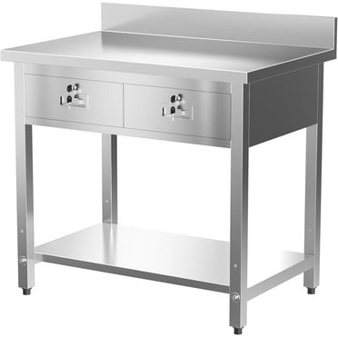 COZONY 3-Tier Stainless Steel Prep Table w/2 Undershelves & Gloves ...