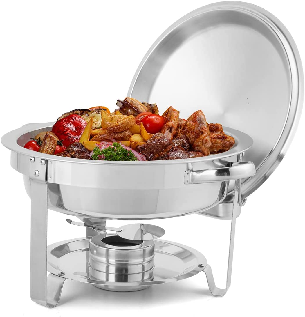 ROVSUN 5 Qt Stainless Steel Round Chafing Dish Buffet Set with Lid ...