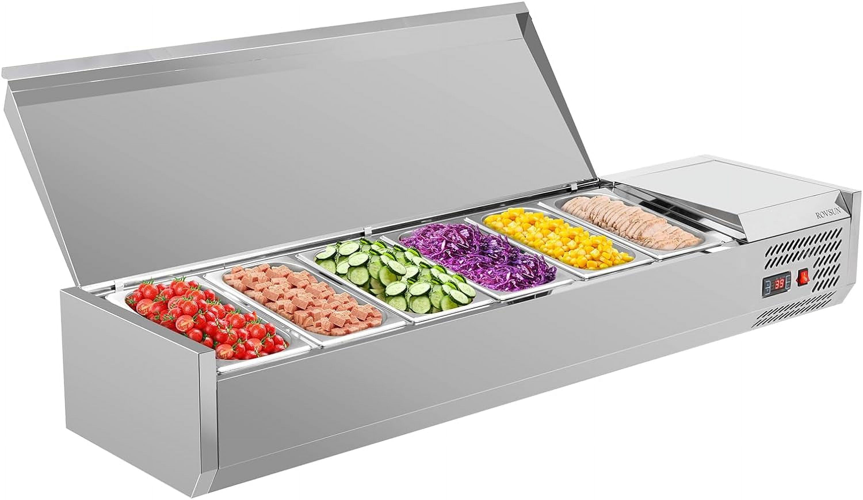 ROVSUN 59" Refrigerated Condiment Prep Station Sandwich Prep Table, 34 ...