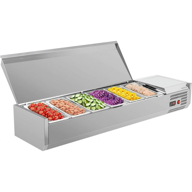 ROVSUN 59" Refrigerated Condiment Prep Station Sandwich Prep Table, 34 ...