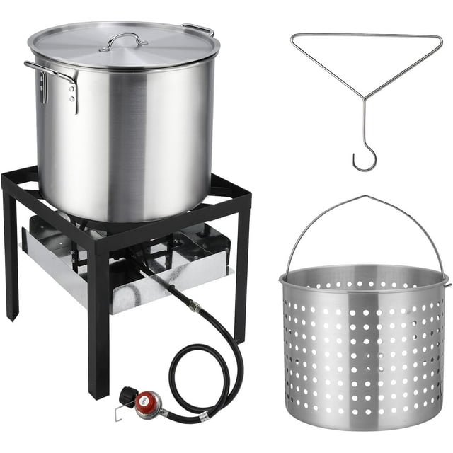 ROVSUN 60QT Turkey Fryer, 150k BTU Propane, Aluminum Boiler, Fryer with Stand, Basket & Hook ...