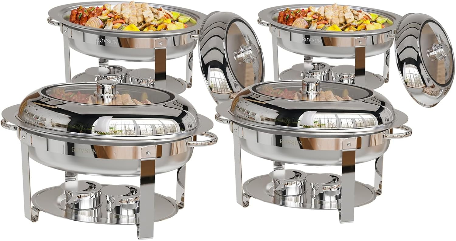 ROVSUN 8 Pack Oval Chafing Dish for Buffet, 6QT Stainless Steel Chafing ...