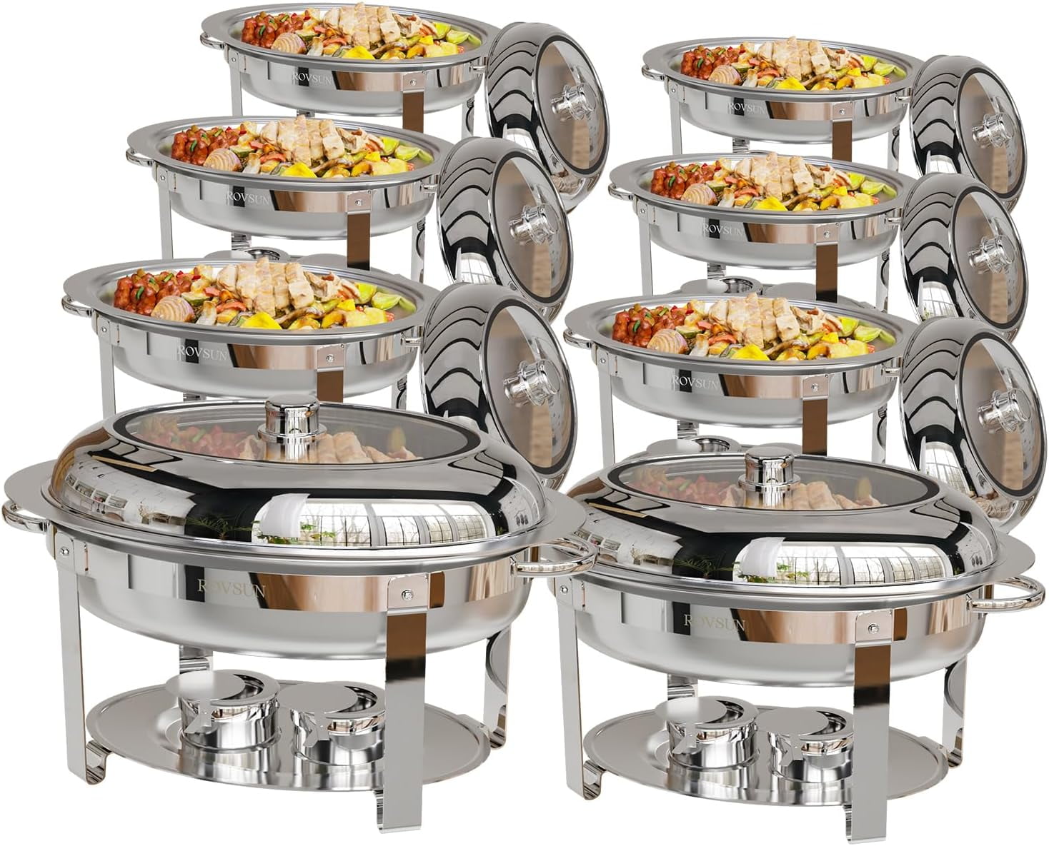 ROVSUN 8 Pack Oval Chafing Dish for Buffet, 6QT Stainless Steel Chafing ...