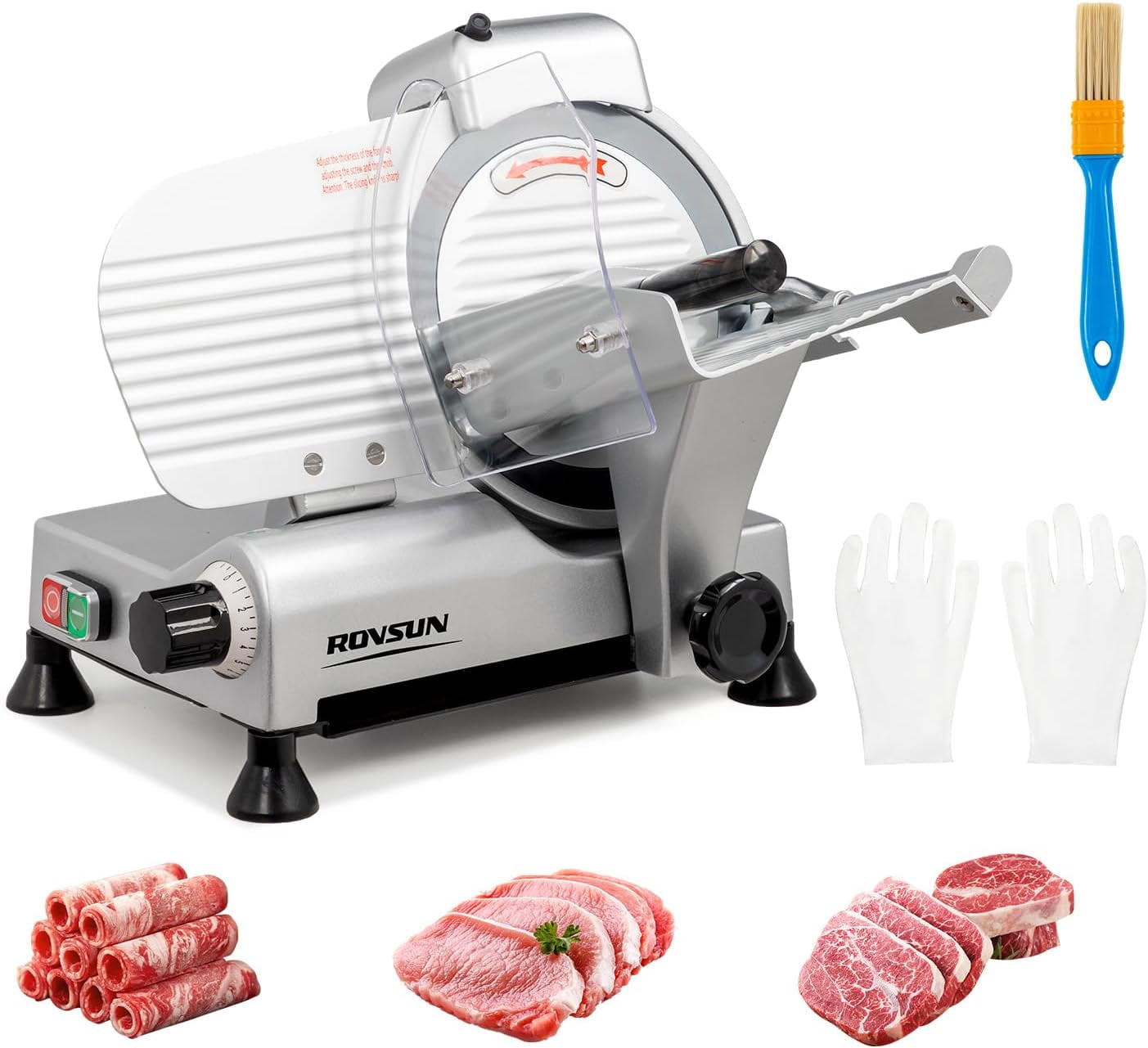 ROVSUN 8 inch Commercial Meat Slicer, 210W Electric Meat Slicer Machine ...