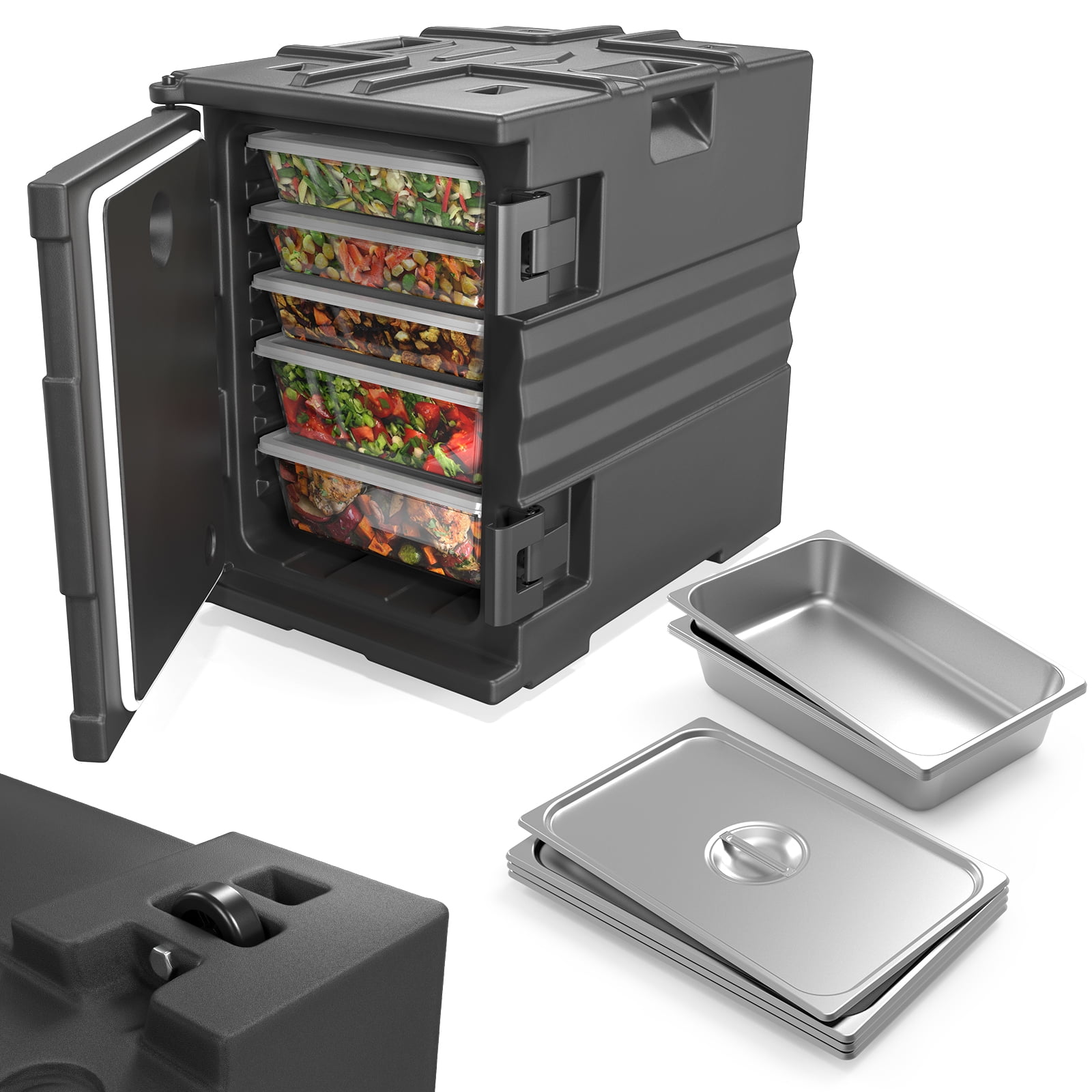 ROVSUN 82 QT Insulated Food Pan Carrier, Hot Box Food Warmer w/Wheels 4 ...