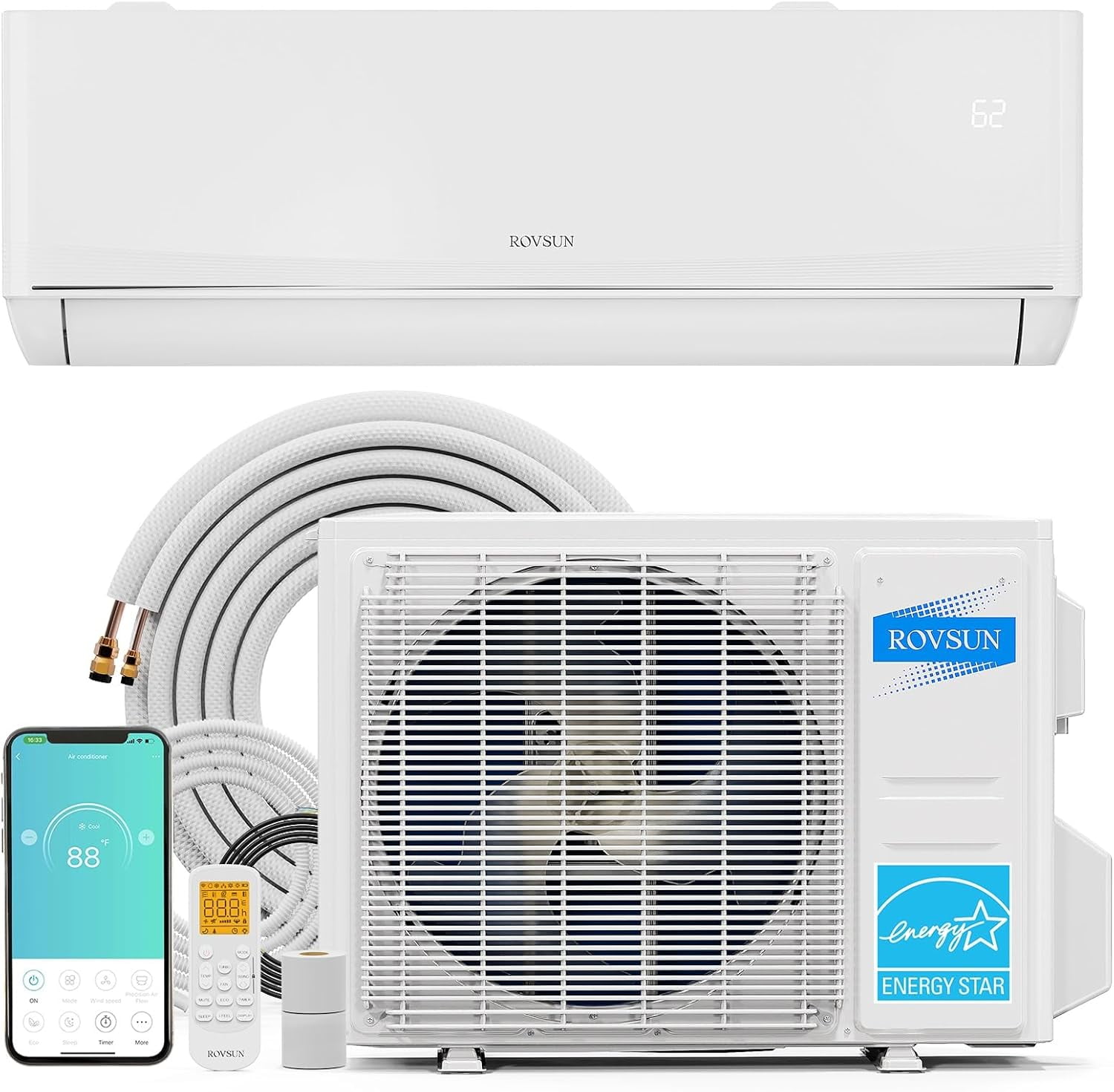 ROVSUN 9,000 BTU Smart AC/Heating System, 23 SEER, Wifi & Alexa Enabled ...