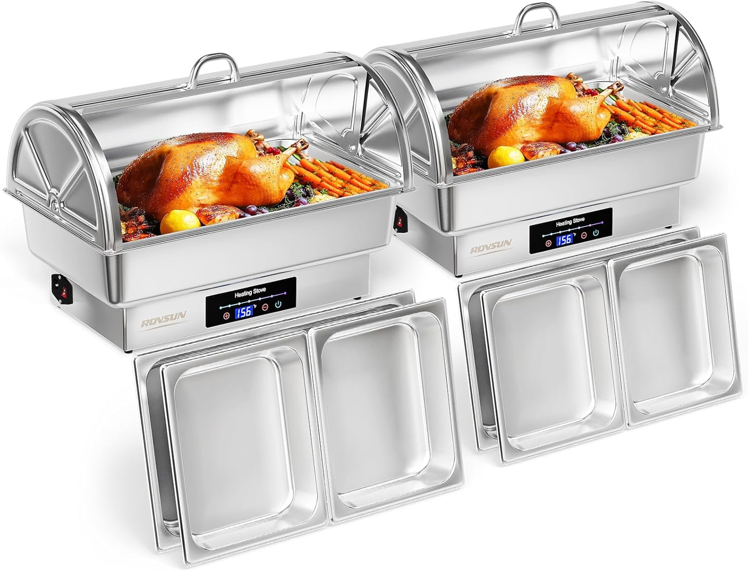 ROVSUN 9 QT Roll Top Electric Chafing Dish for Buffet,Stainless Steel ...