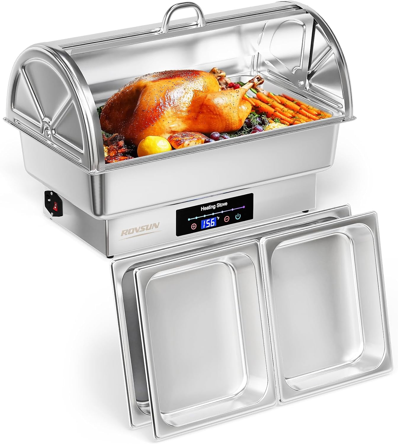 ROVSUN 9 QT Roll Top Electric Chafing Dish for Buffet,Stainless Steel ...