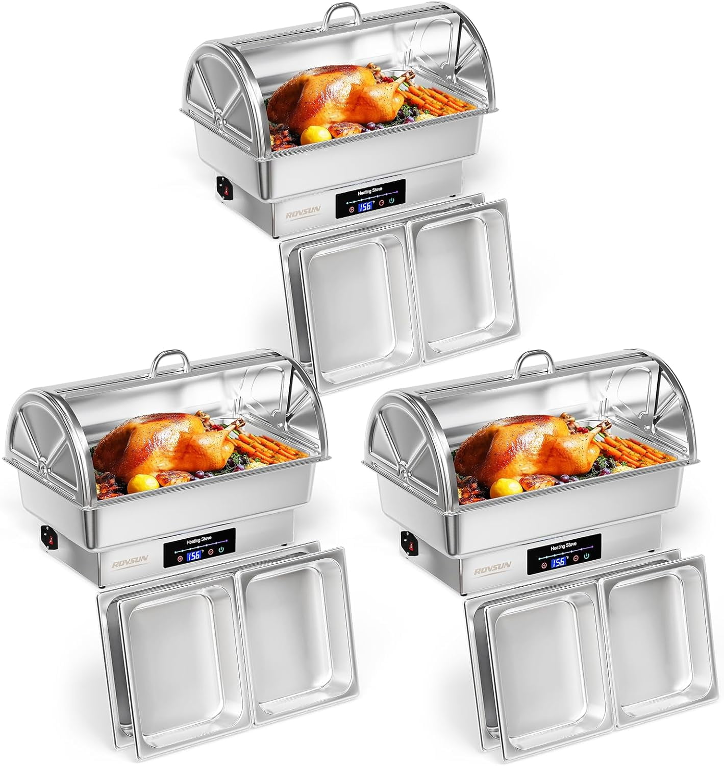 ROVSUN 9 QT Roll Top Electric Chafing Dish for Buffet,Stainless Steel ...