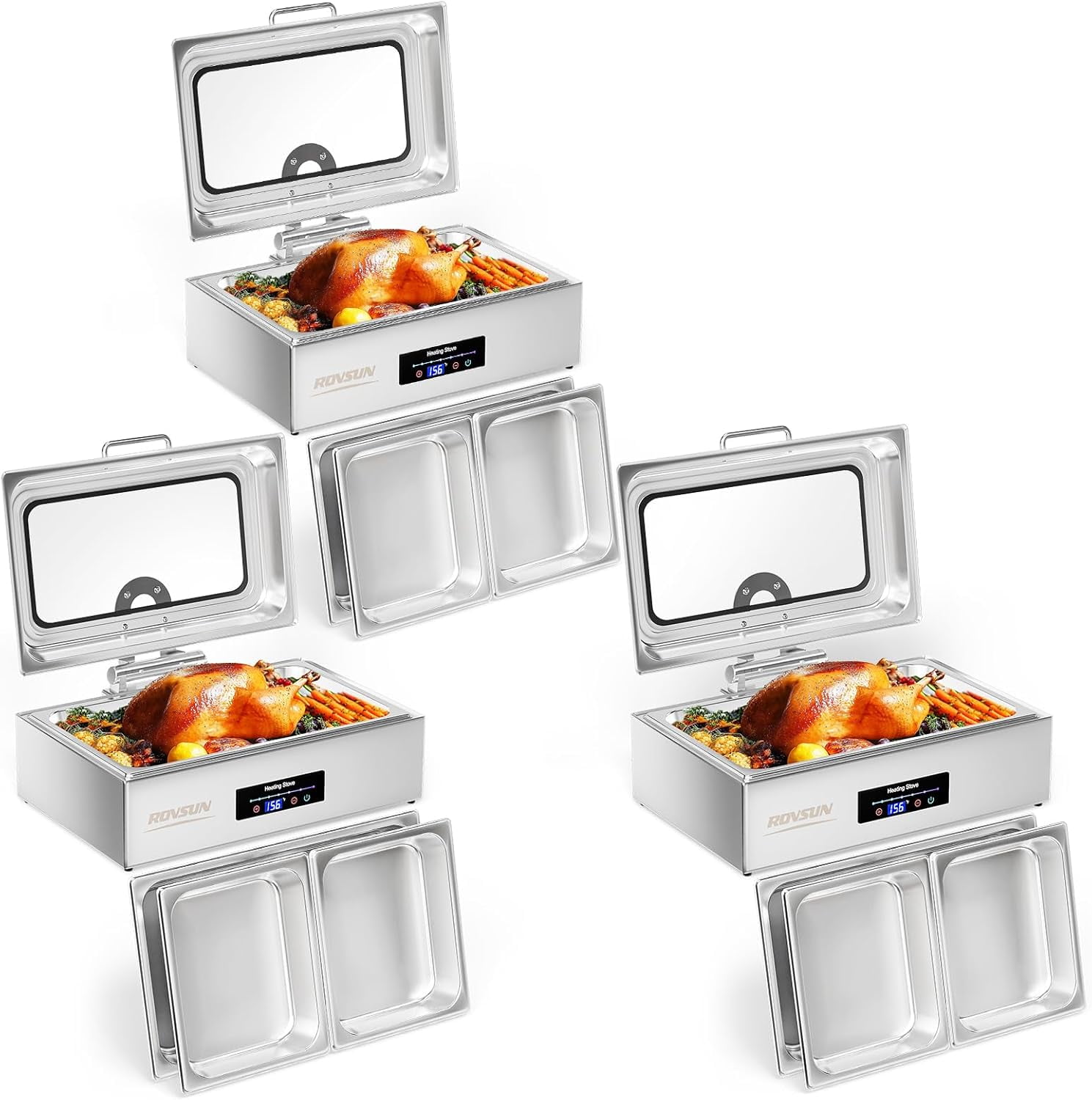 ROVSUN 9QT Electric Chafing Dish for Buffet with Temperature Control ...