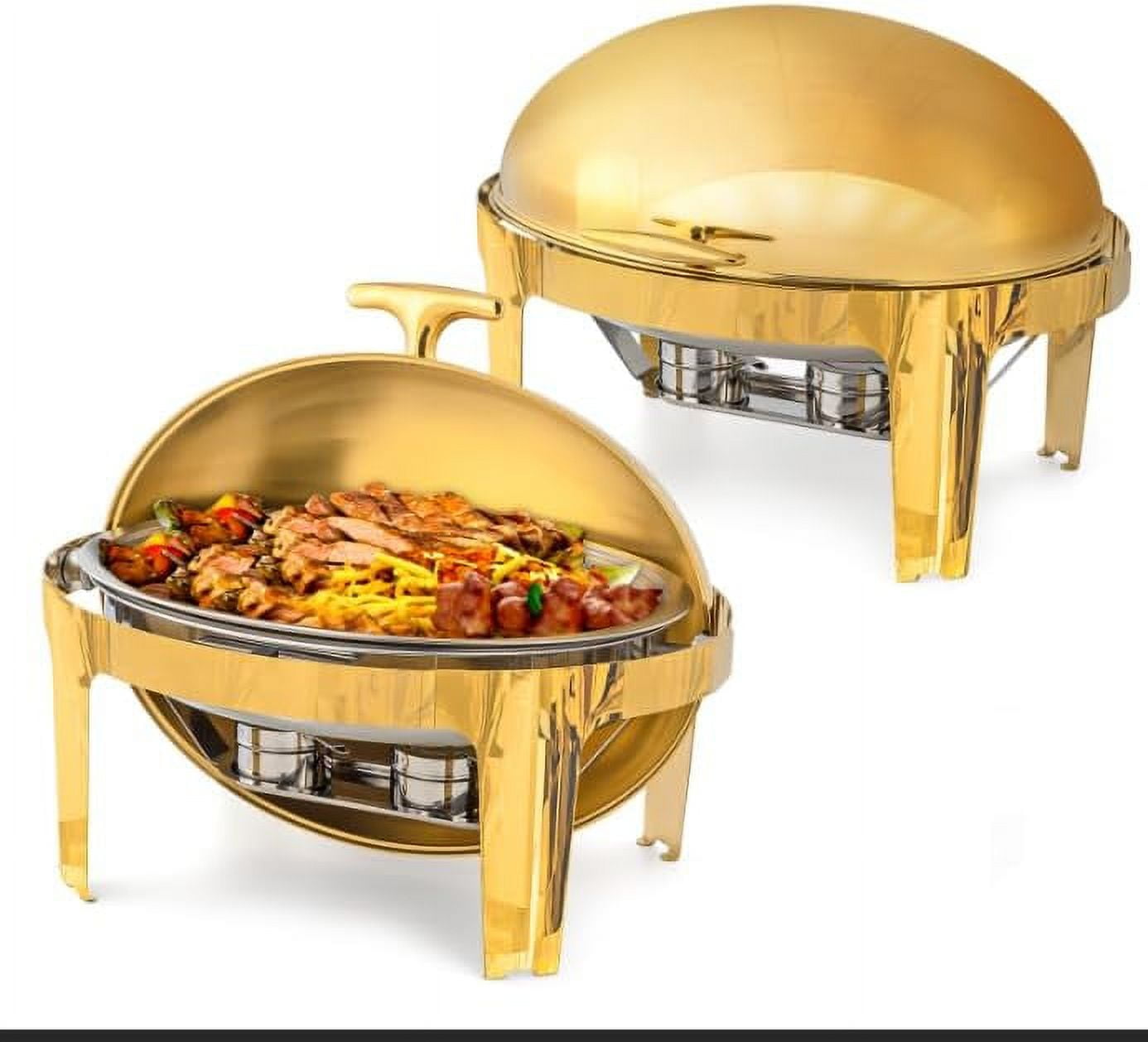 ROVSUN 9QT Gold Chafing Dishes for Buffet, Roll Top Chafing Dish Buffet ...