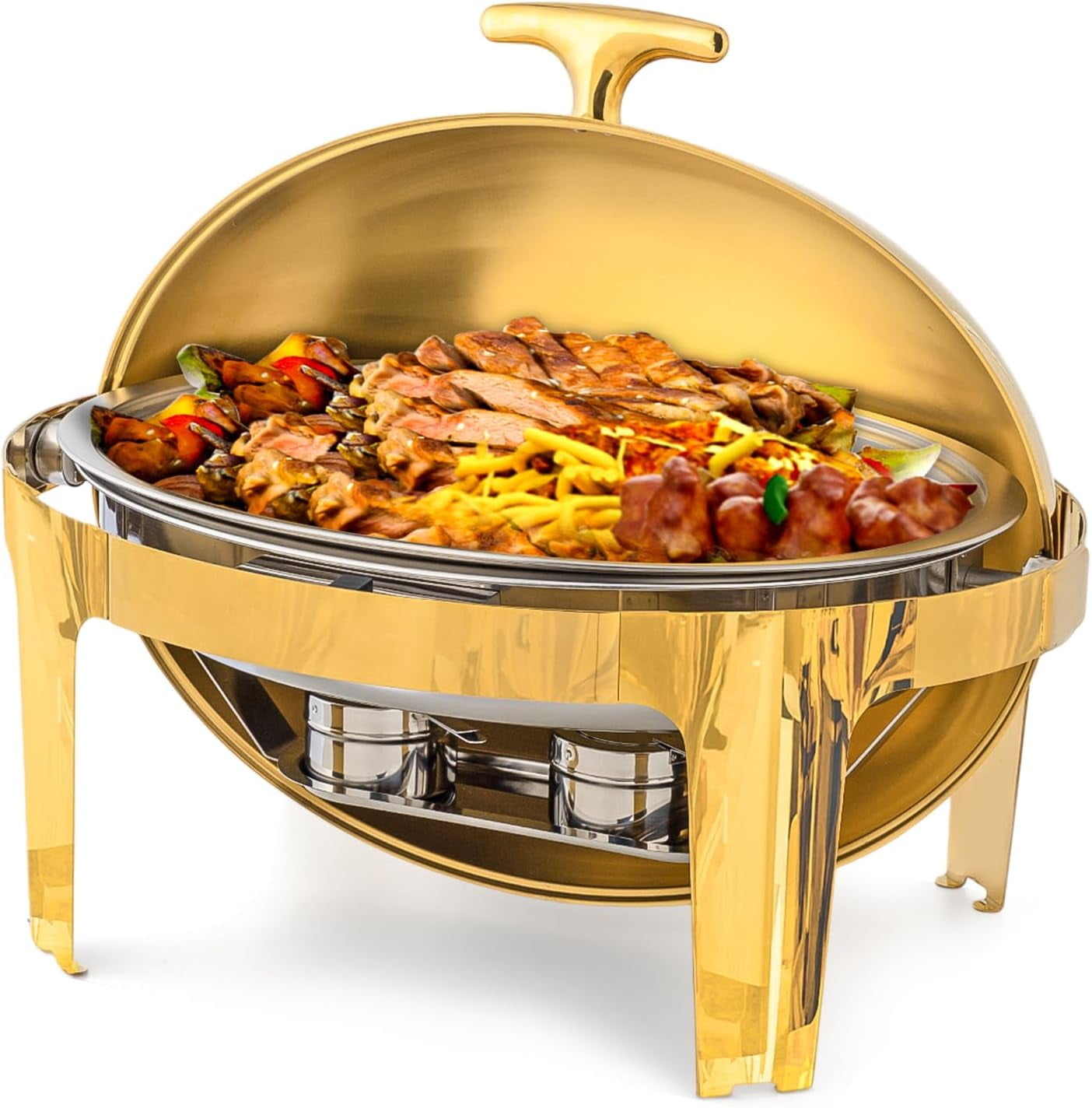 ROVSUN 9QT Gold Chafing Dishes for Buffet, Roll Top Chafing Dish Buffet ...