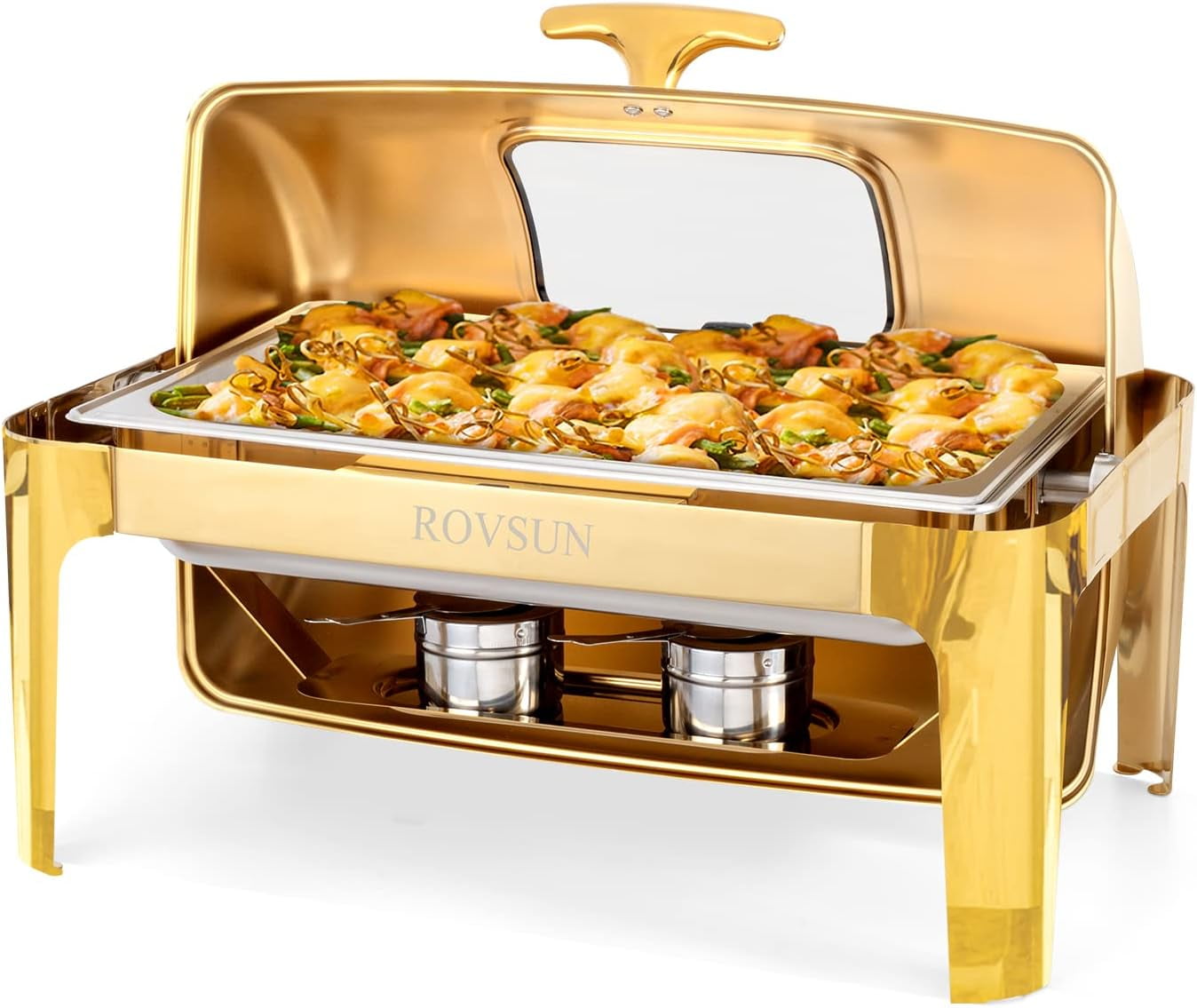 ROVSUN 9QT Roll Top Chafing Dish Buffet Set, Stainless Steel Serving ...