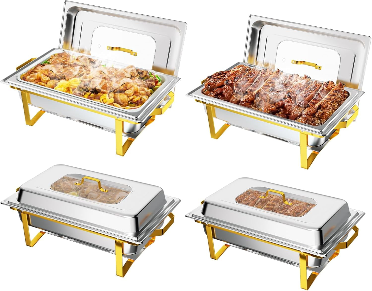 ROVSUN Chafing Dishes for Buffet 4 Pack, 9QT Chafing Dish with Multiple ...