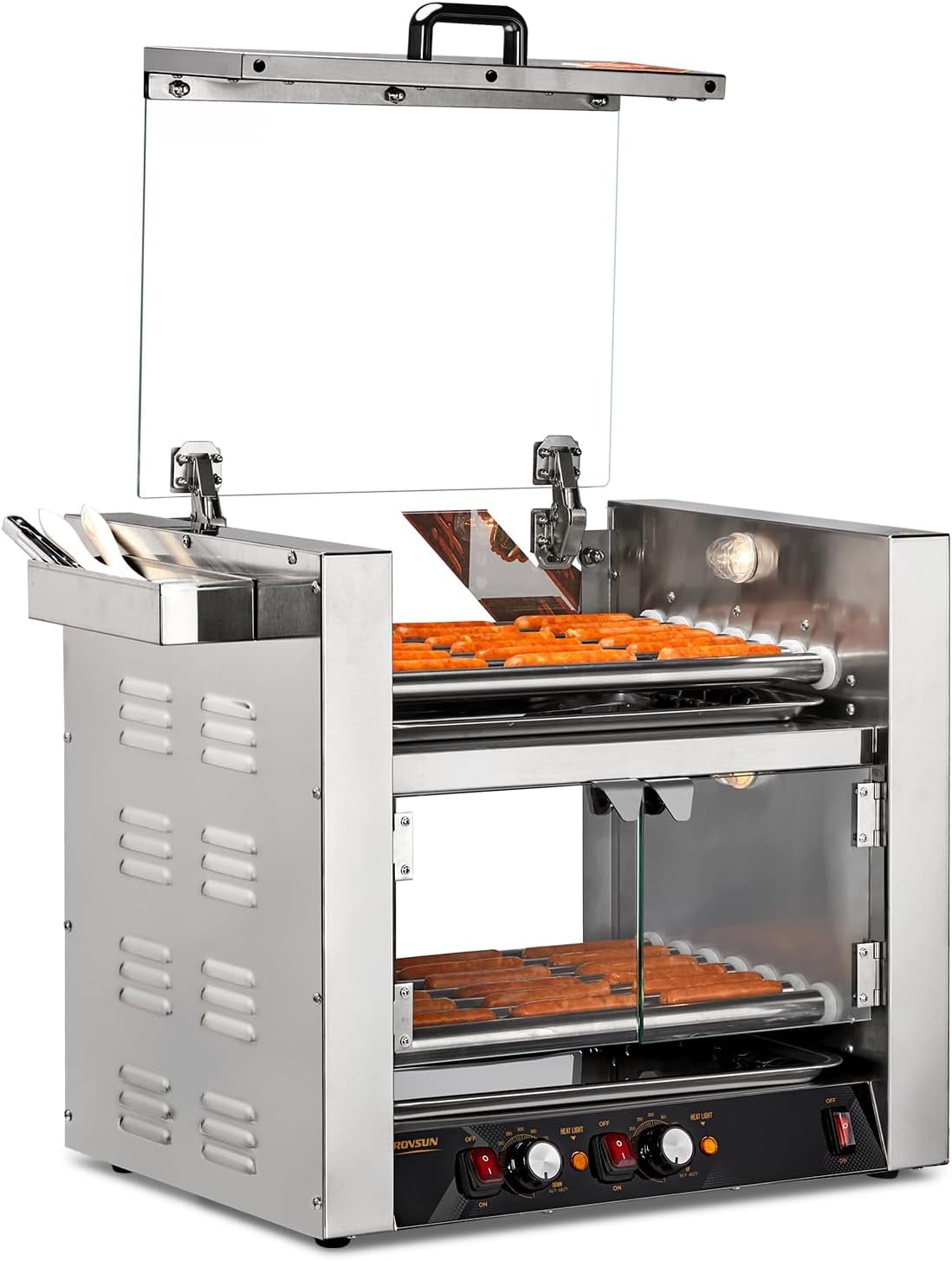 ROVSUN Hot Dog Roller 2 Tier ETL Certified, 7 Rollers 36 Hot Dog ...