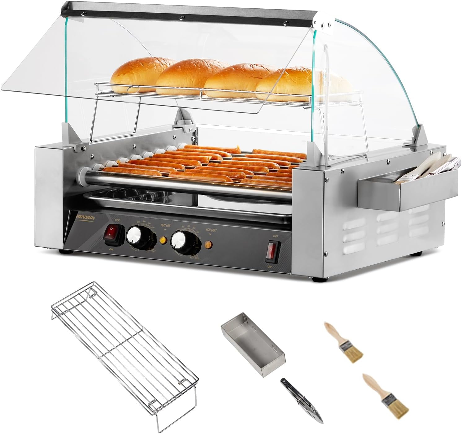 ROVSUN Hot Dog Roller ETL Certified, 9 Rollers 24 Hot Dog Machine ...