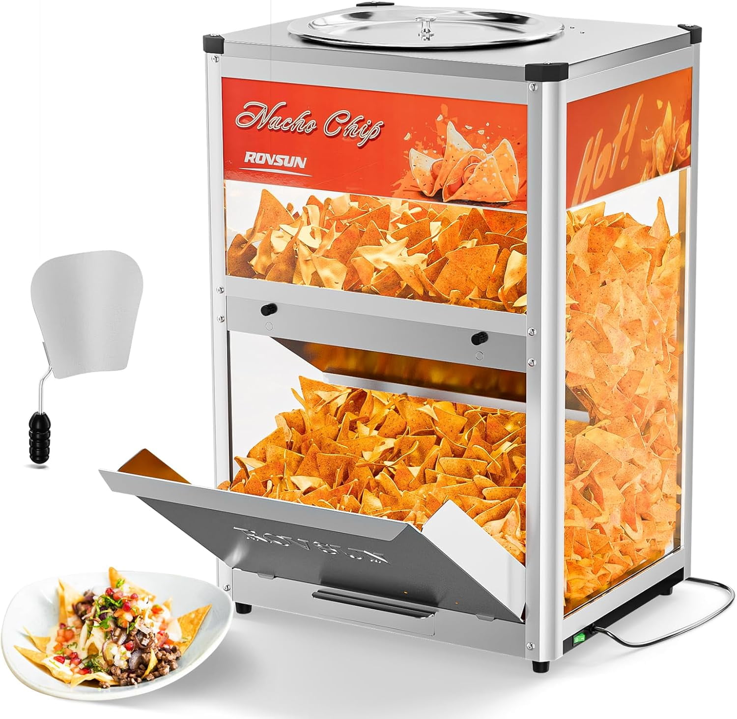 ROVSUN Nacho Chip Warmer, Nacho Machine Food Warmer Display Case ...