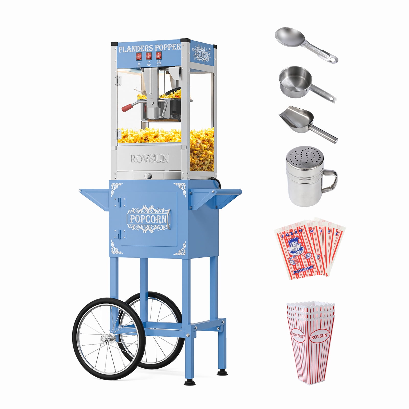 ROVSUN Popcorn Machine with Cart, Wheels & 10 Oz Kettle Makes Up to 4 ...