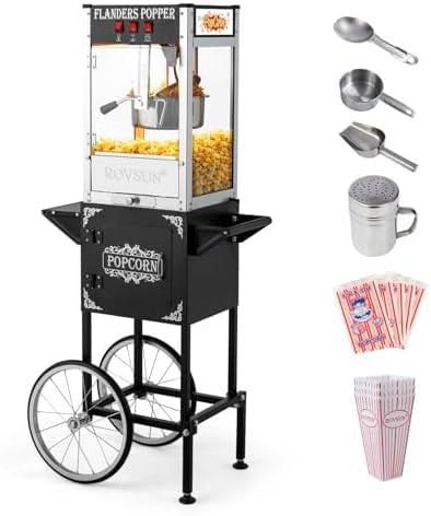 ROVSUN Popcorn Machine with Cart, Wheels & 8 Oz Kettle Makes Up to 32 ...