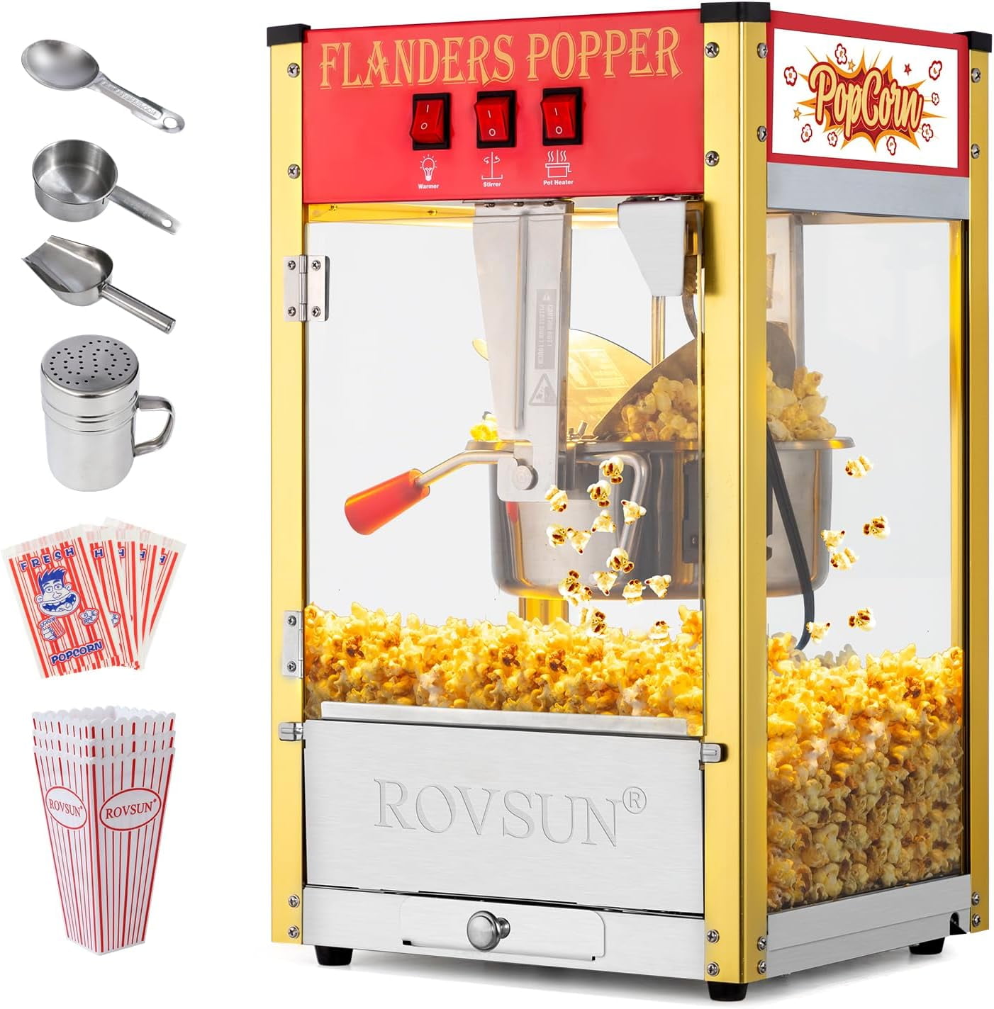 ROVSUN Popcorn Machine Movie Theater Style with 8 Ounce Kettle Makes Up ...