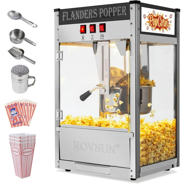 ROVSUN Popcorn Machine Movie Theater Style with 8 Ounce Kettle Makes Up ...