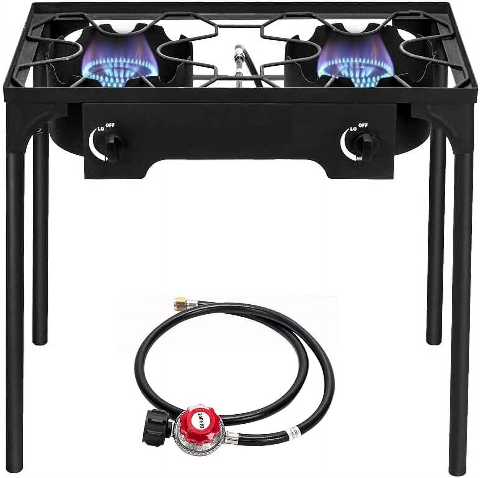 ROVSUN Portable Single Propane Stove, Heavy Duty Cast Iron Outdoor Burner with Detachable Legs ...