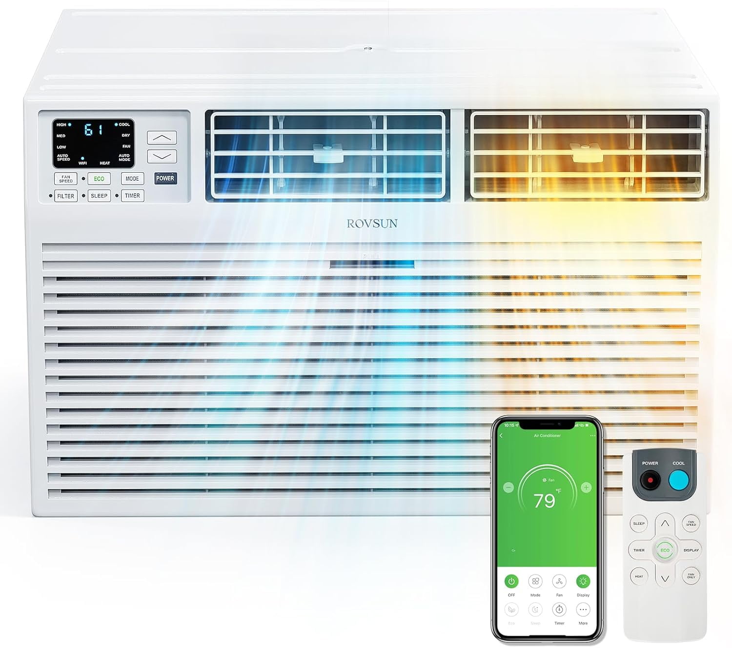 VINGLI Smart 10000 BTU Through the Wall Air Conditioner with Heat, Wall ...