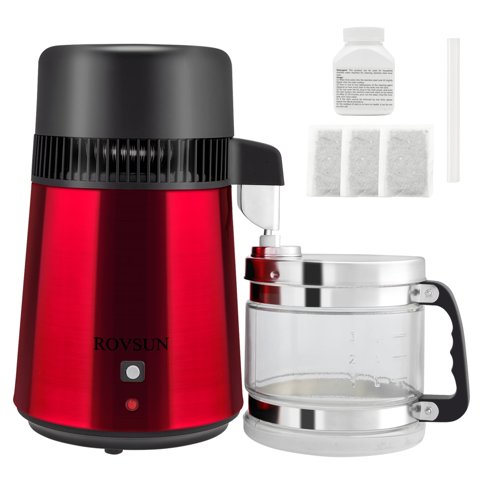RovSun 4L 750W Water Distiller with Auto Shut-Off, Red - Walmart.com