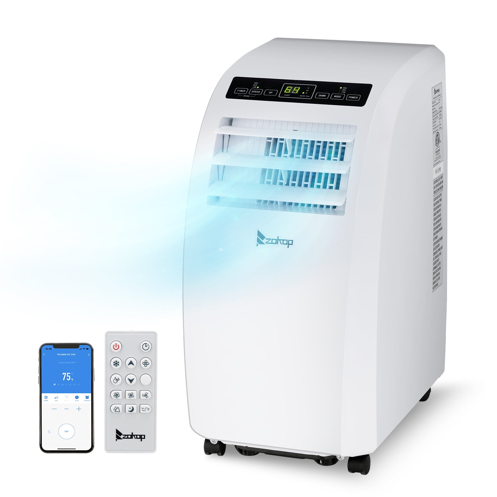 ROVSUN 12000BTU Portable AC, 3-in-1 Cooler, Dehumidifier, Fan with WiFi ...