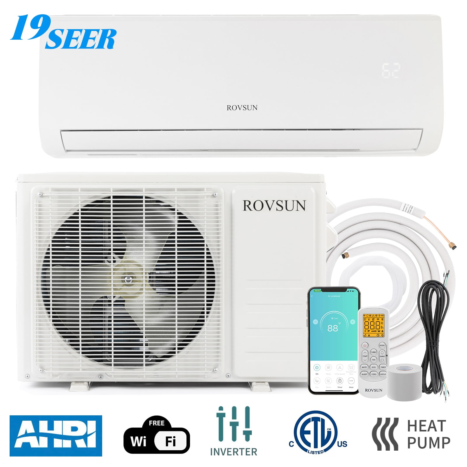 ROVSUN WiFi Enabled 24,000 BTU Mini Split AC/Heating System with ...
