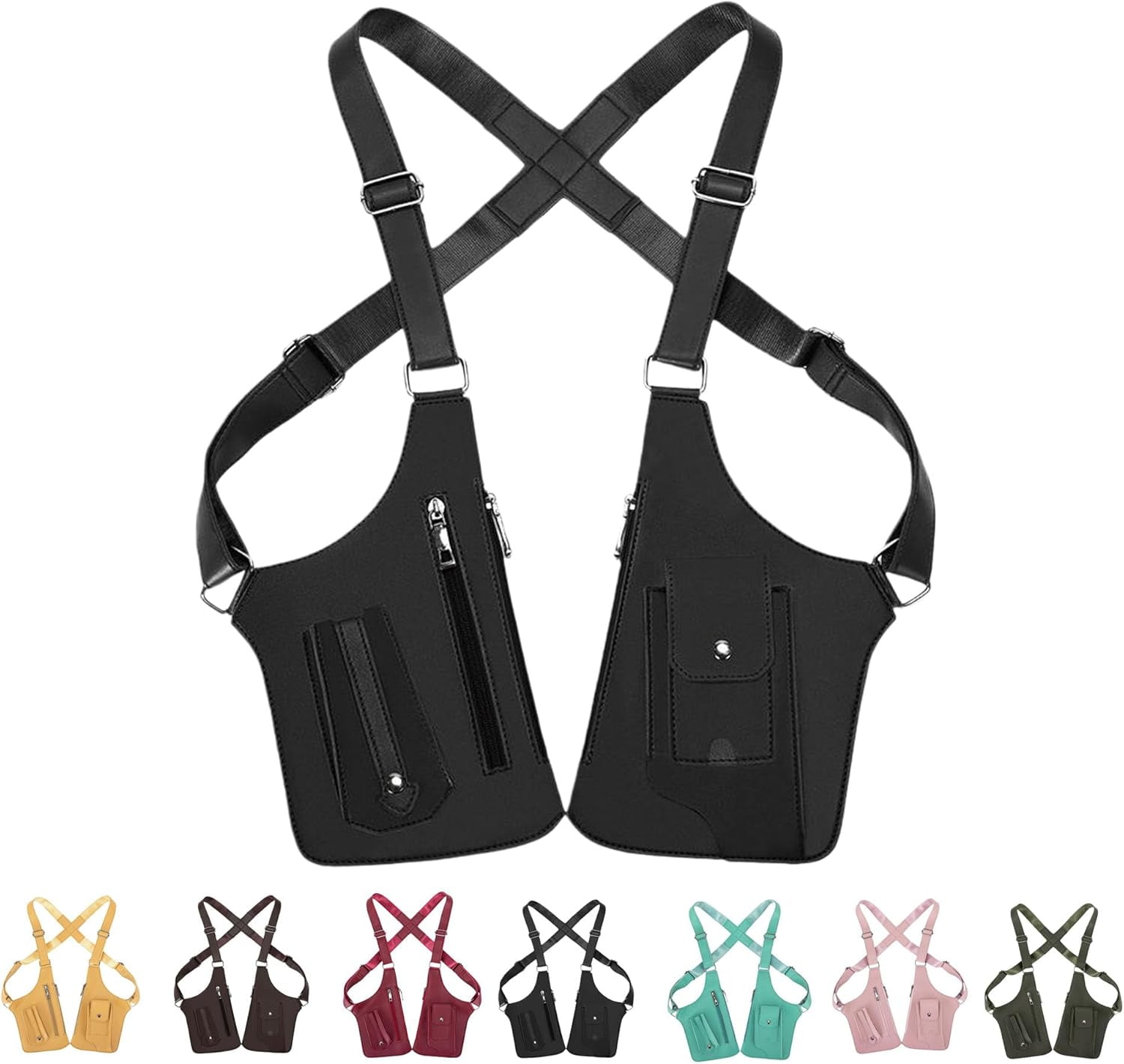 ROVTIULI Men's Double Shoulder Armpit Bag, Adjustable Strap Faux ...