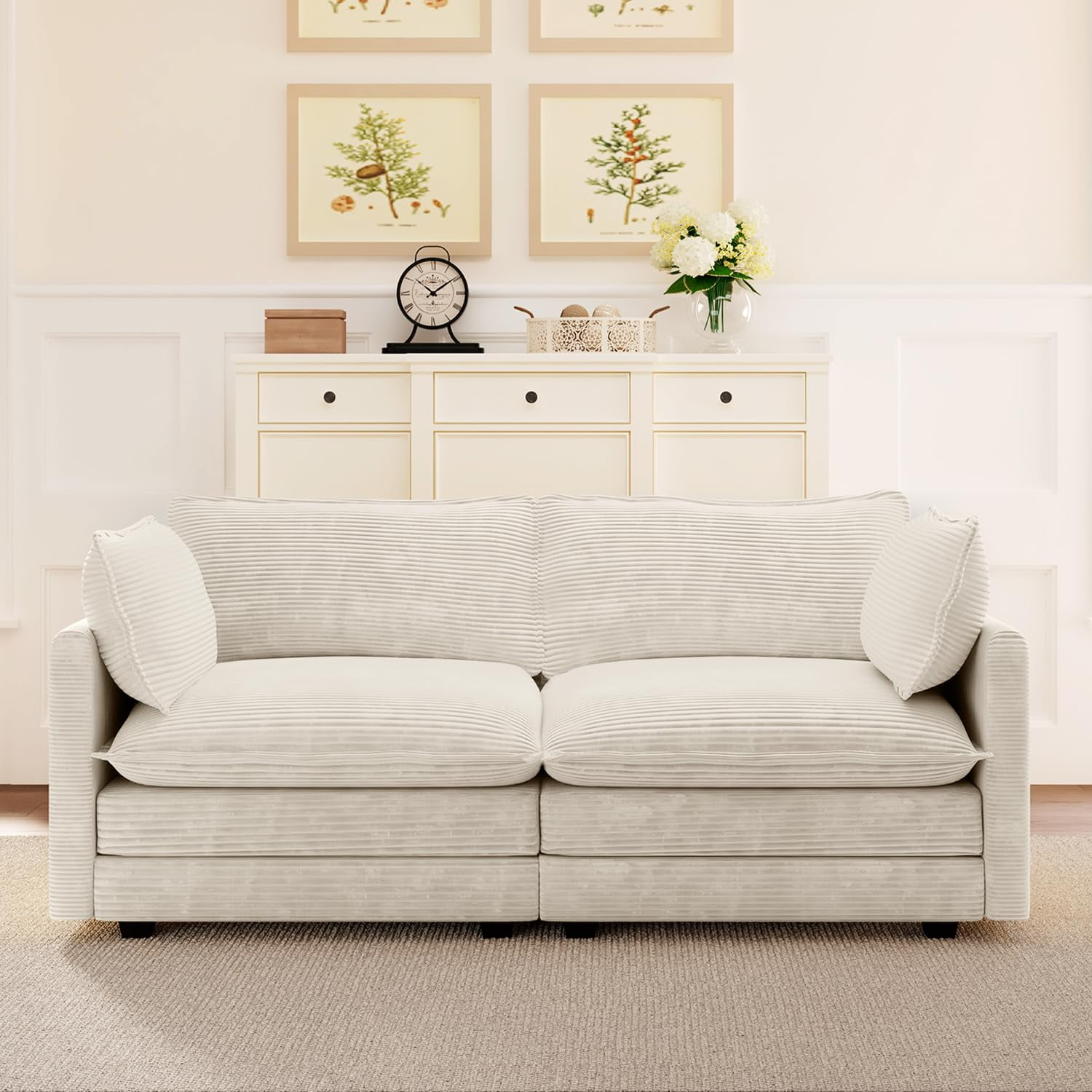 ROWHY Sectional 2 Seat Cloud Loveseat with 2 Throw Pillows, Modern ...