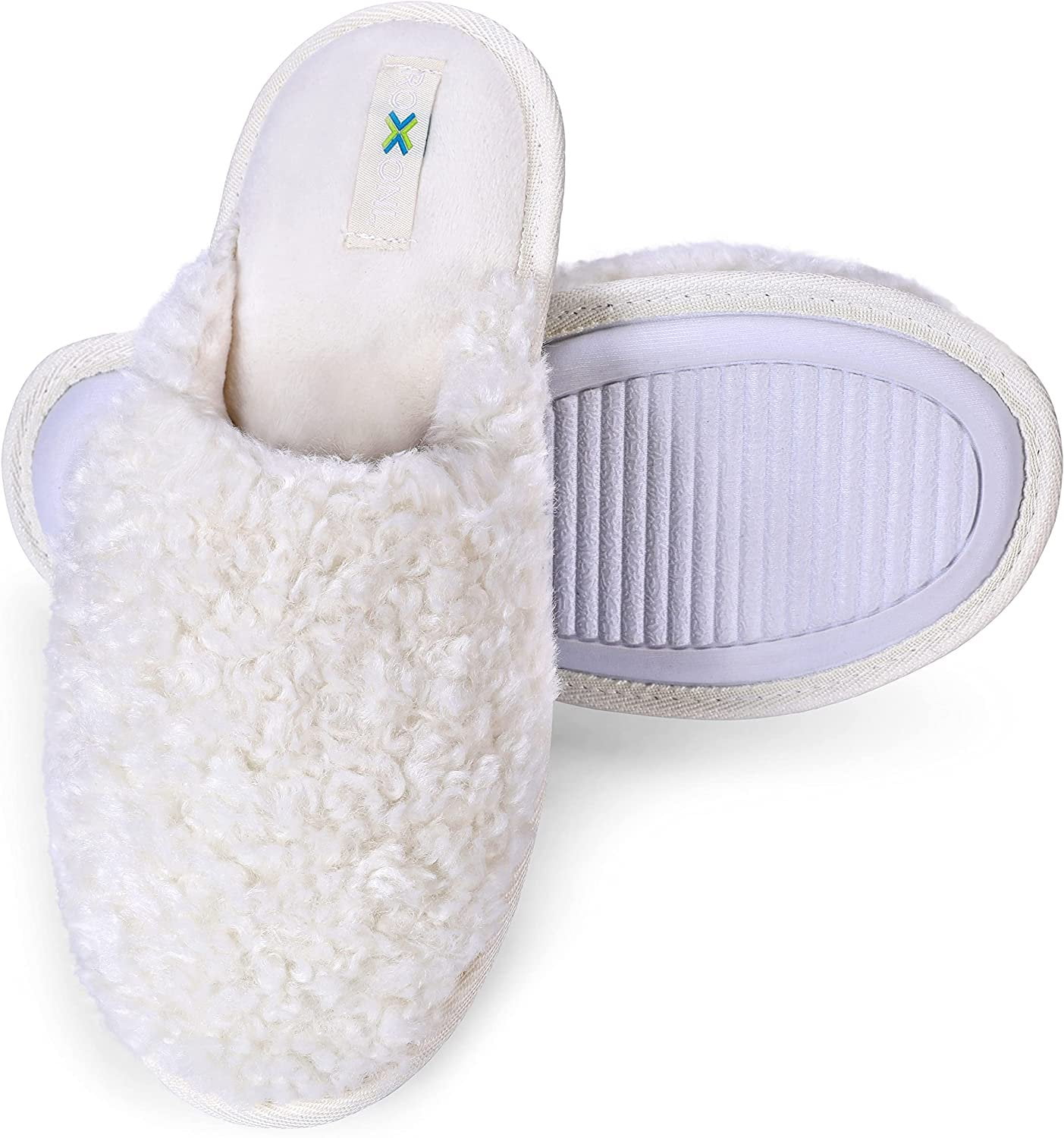 ROXONI Women Slipper Cozy Memory Foam, Indoor Outdoor Rubber Sole ...