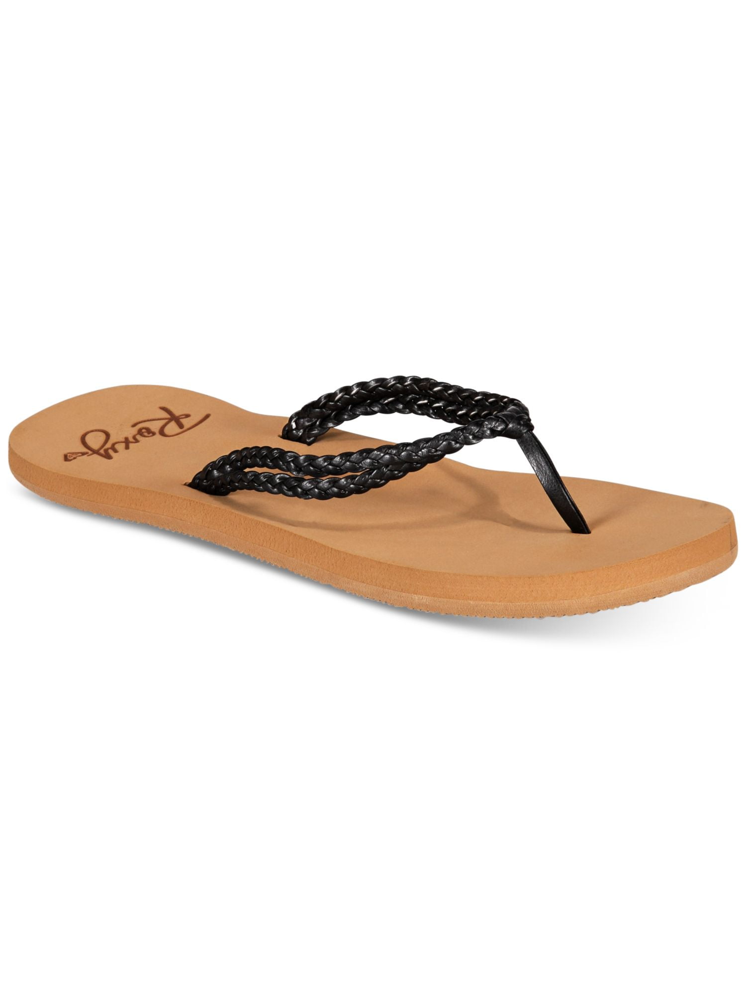 ROXY Womens Black Slip Knot Accent Braided Padded Costas Round Toe Slip ...