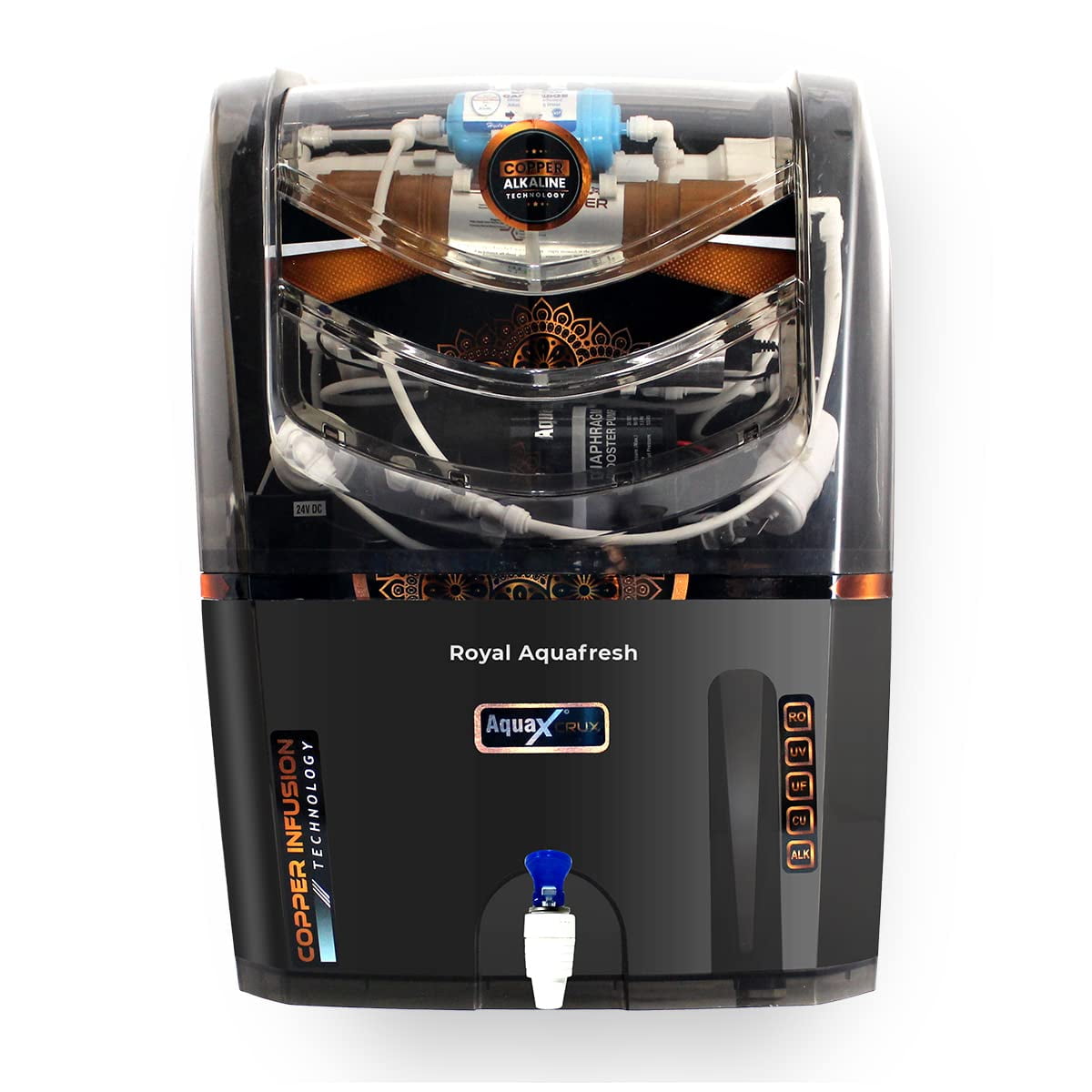 ROYAL AQUAFRESH Aqua Crux 12L ROUVTDS 14 Layer Electric Water Purifier Active Copper Fully ...