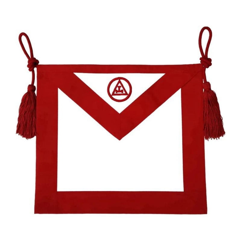 ROYAL ARCH CHAPTER APRON - RED TRIPLE TAU INSIGNIA WITH DECORATIVE ...