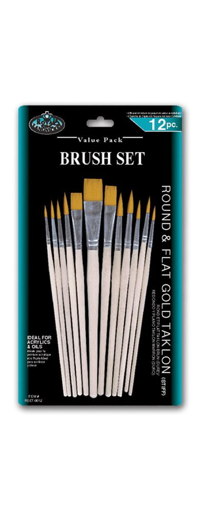 Royal and Langnickel Round/Flat Taklon Variety Brush Set - Gold (Pack ...