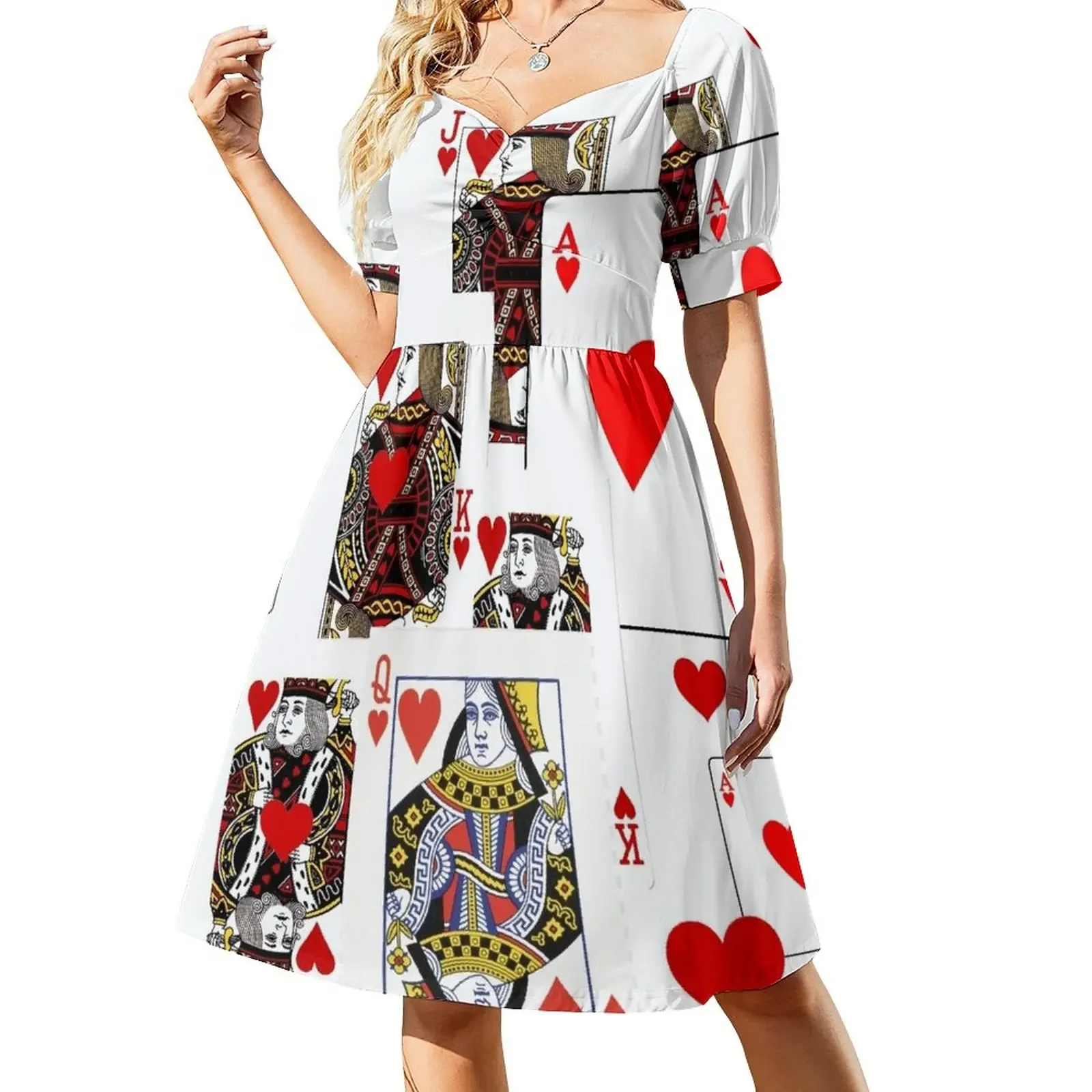 ROYAL COURT CASINO RED HEARTS PLAYING CARDS Sleeveless Dress luxury ...