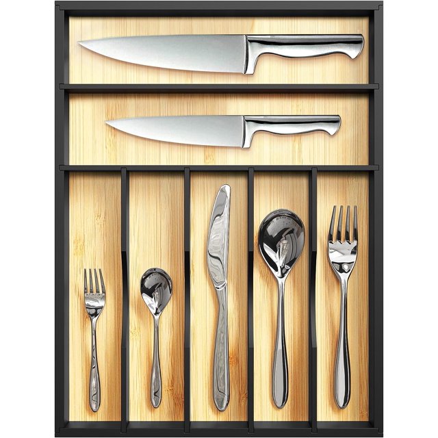 ROYAL CRAFT WOOD Luxury Bamboo Large Utensil Rack & Silverware Sorter ...