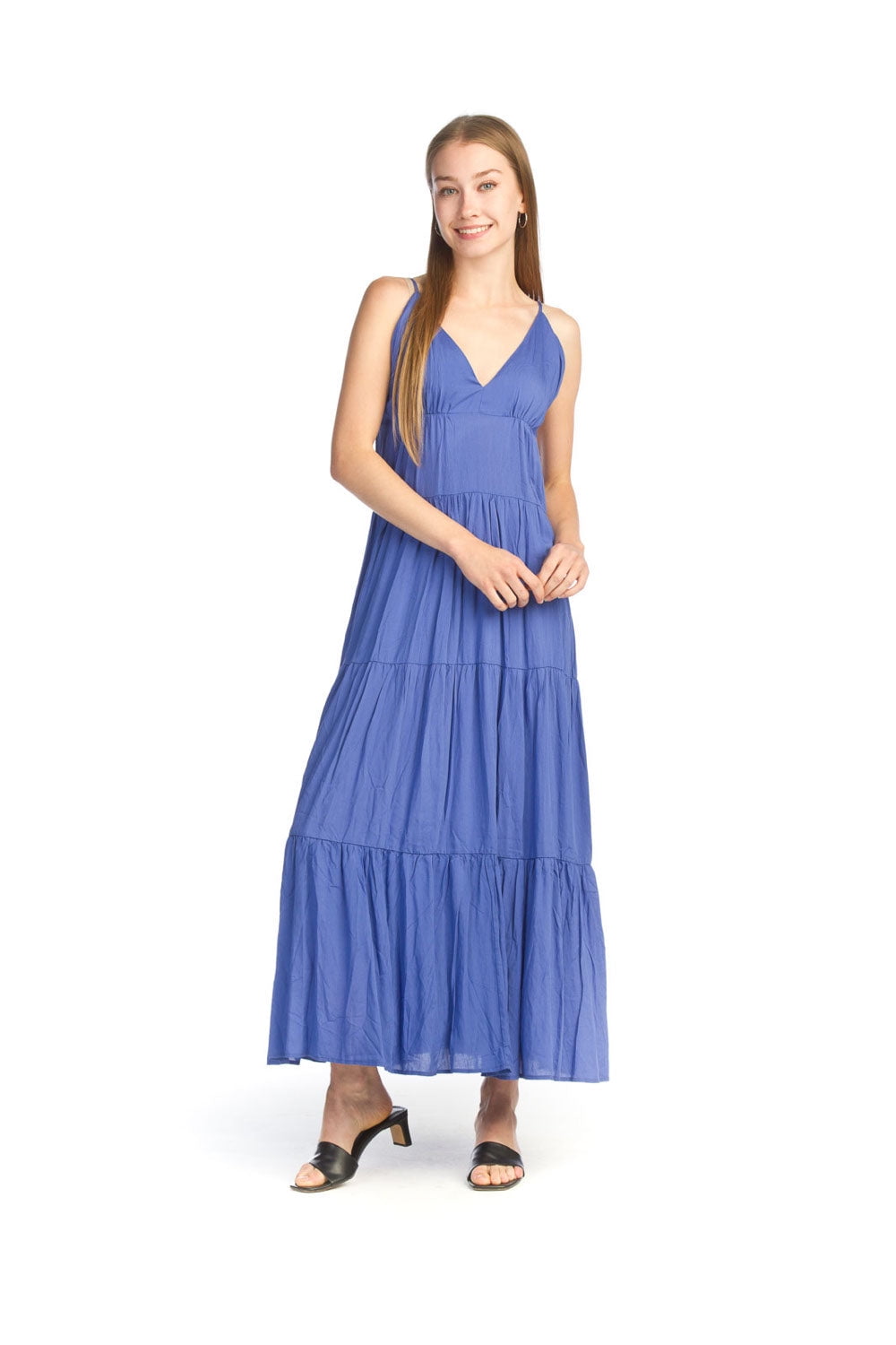ROYAL Deep V Tiered Maxi Dress with Adjustable Straps - Walmart.com