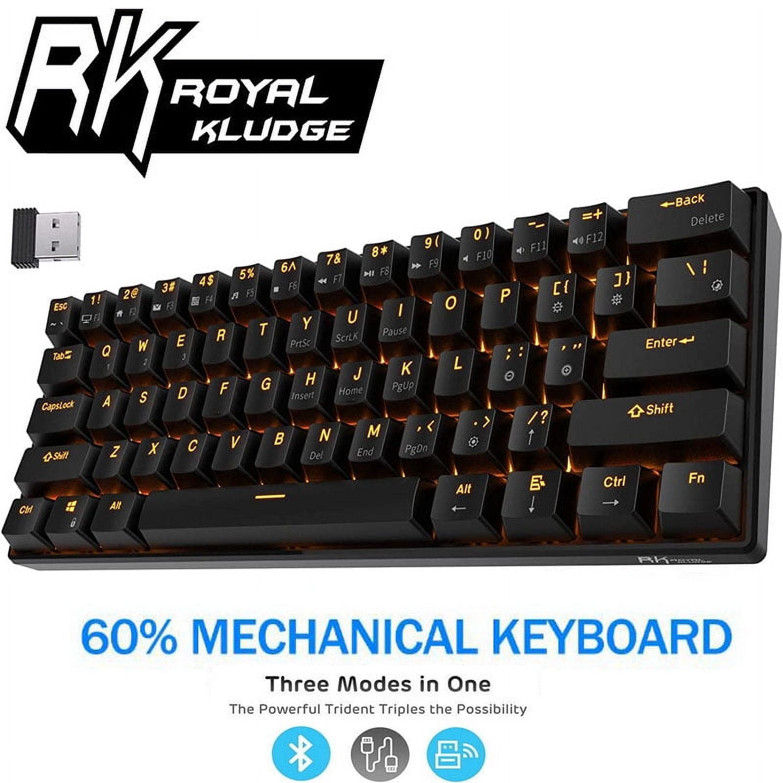 ROYAL KLUDGE RK61 Tri-Mode Wireless Mechanical BLUE SWITCH Keyboard ...