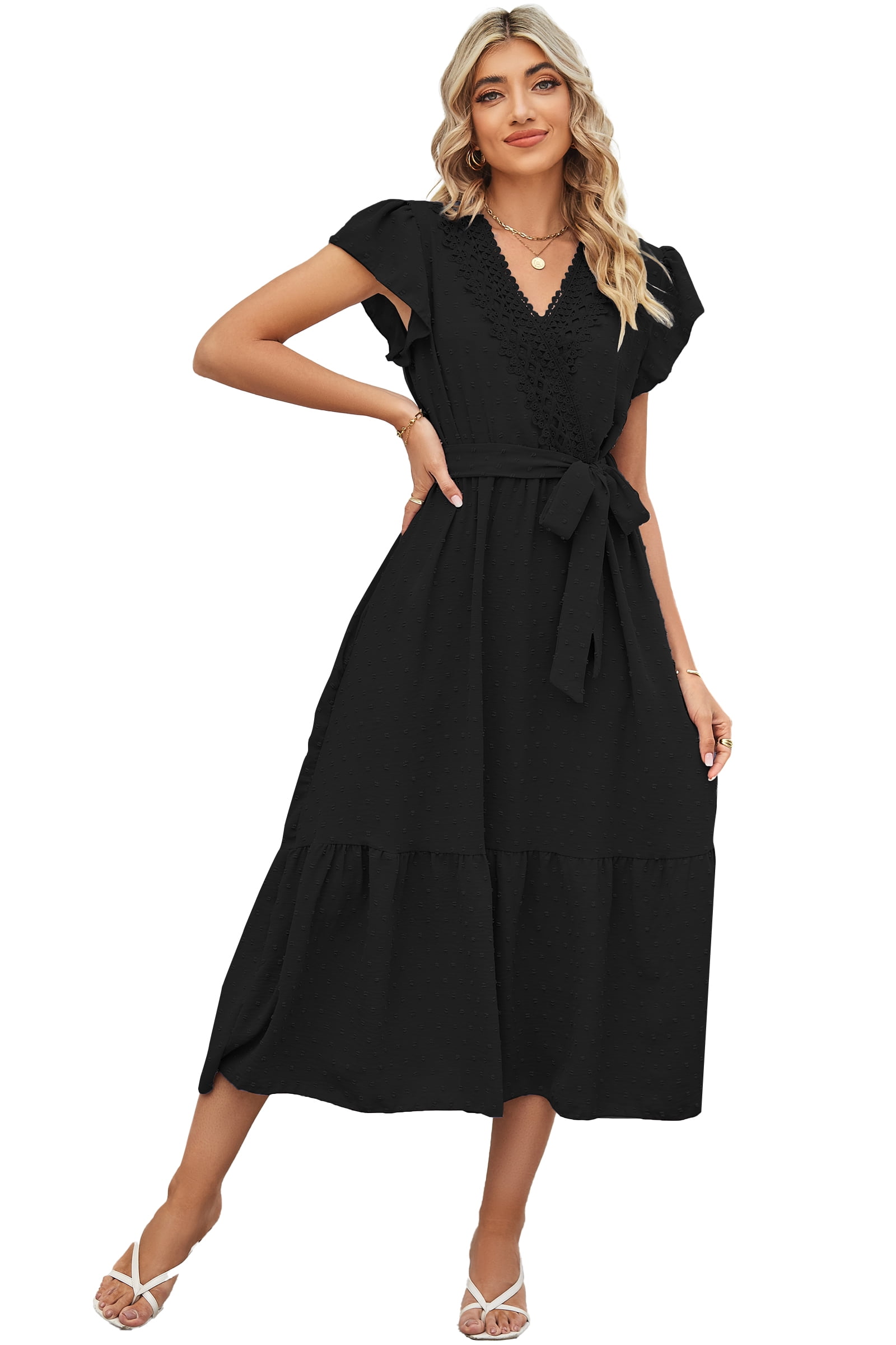 Royal Matrix Women Summer Bohemian Floral Wrap V-Neck Sleeveless Midi ...
