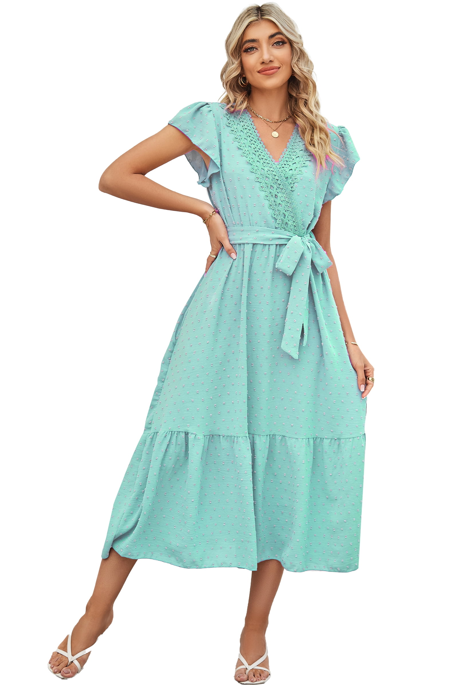 Royal Matrix Women Summer Bohemian Floral Wrap Dress, V Neck ...